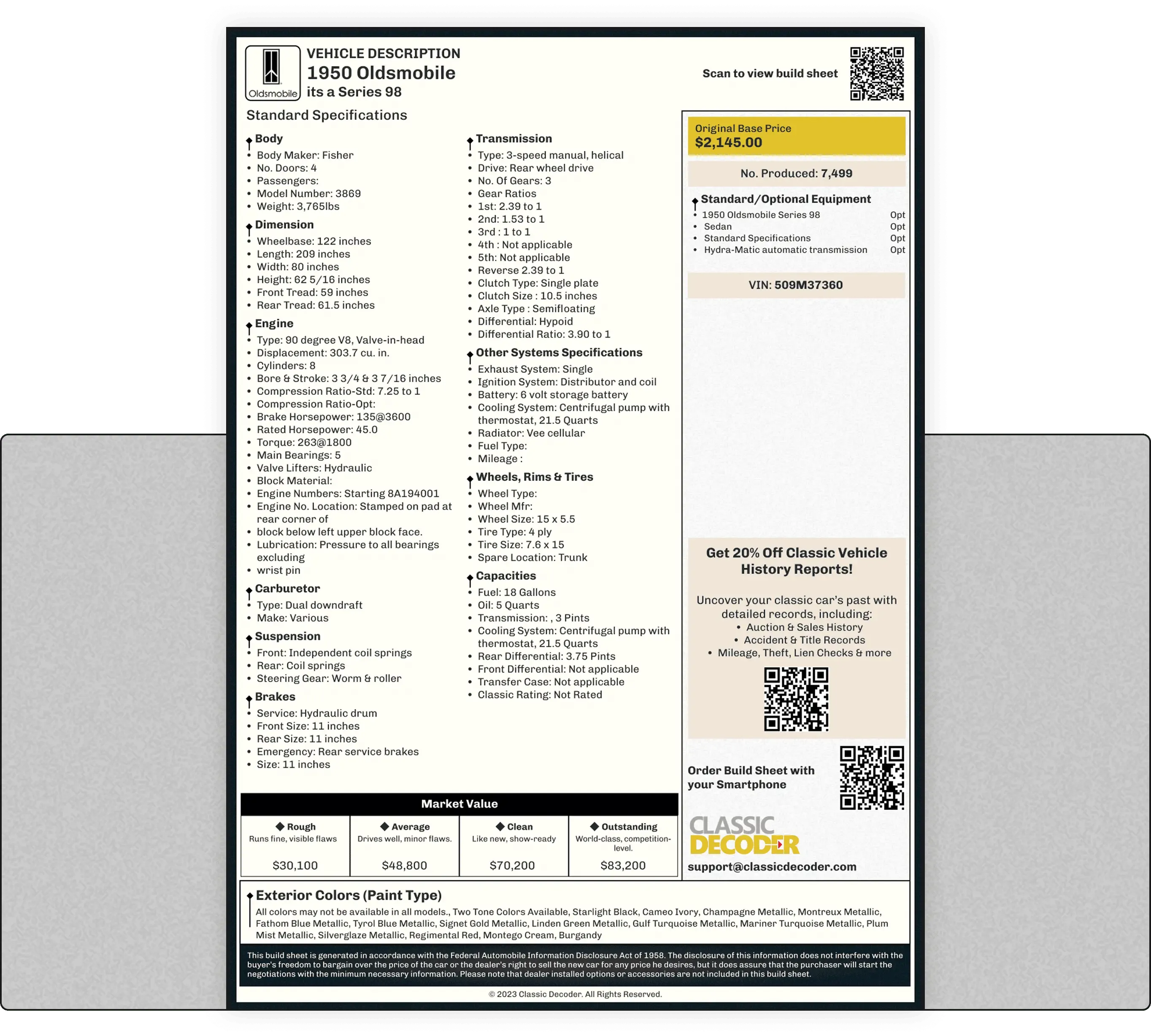 Build Sheet by VIN - 100% Accurate VIN Check For All Makes
